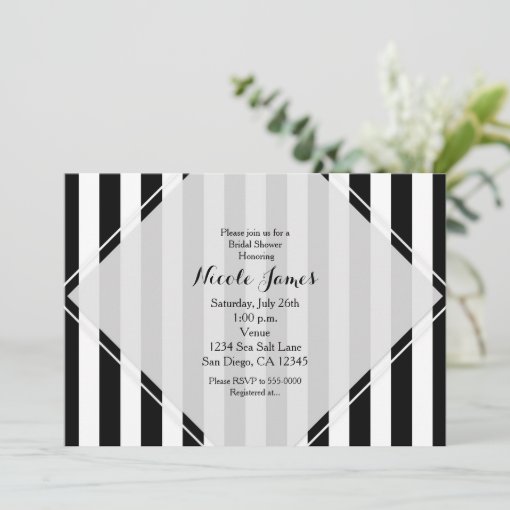 Black & White Stripes Modern Striped Invitations | Zazzle