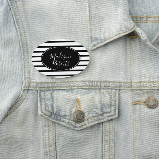 Black & White Stripes Name Tag | Zazzle