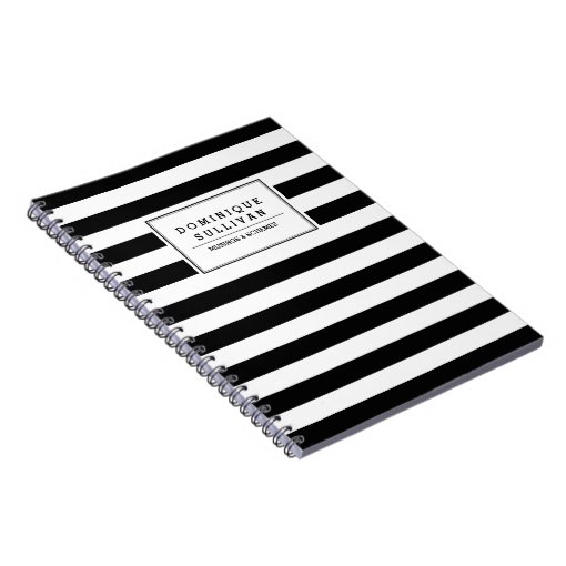 Black & White Stripes Personalized Notebook | Zazzle