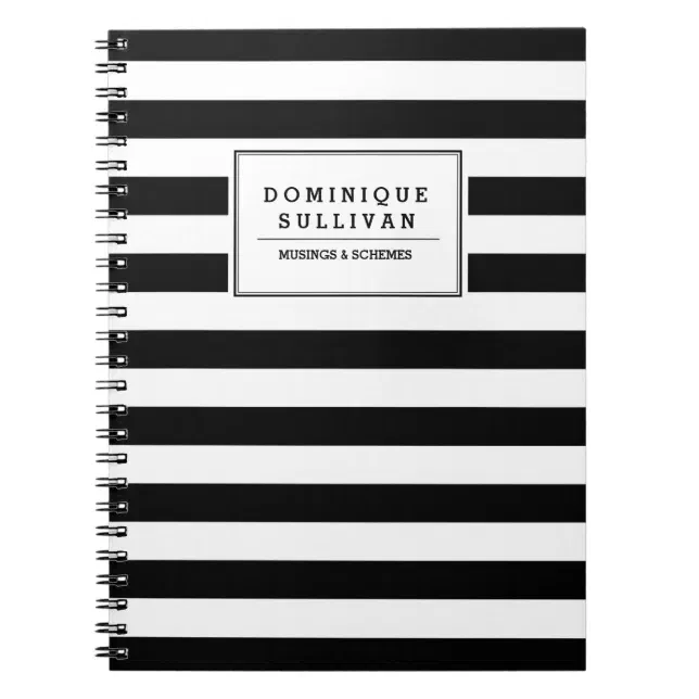 Black & White Stripes Personalized Notebook | Zazzle