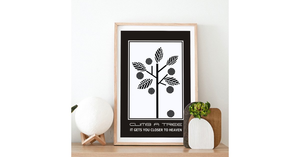 Black white stylized tree motivational poster | Zazzle