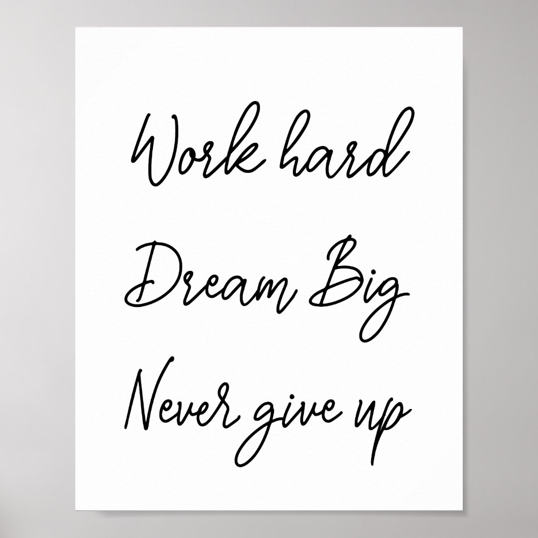 Black White Success Quote Work Hard Gym Poster | Zazzle