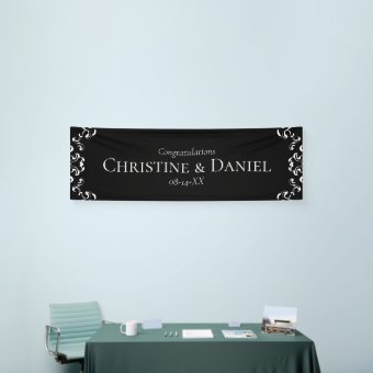 Black & White Swirl Gothic Wedding Banner | Zazzle