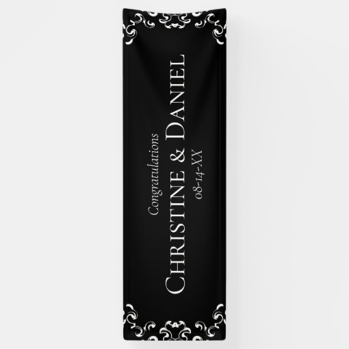 Black & White Swirl Gothic Wedding Banner | Zazzle