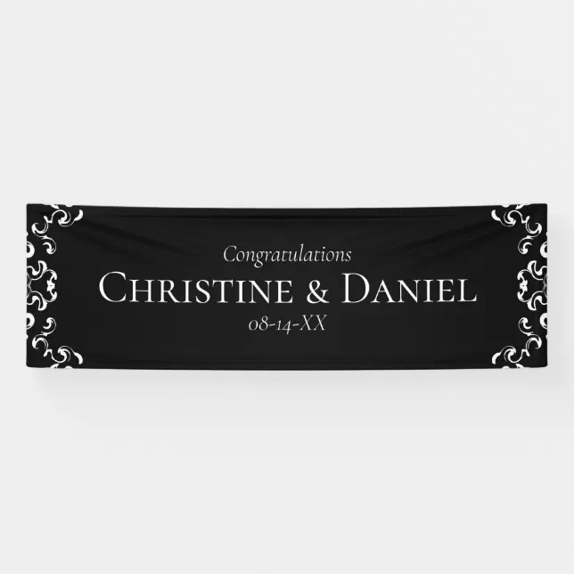 Black & White Swirl Gothic Wedding Banner | Zazzle