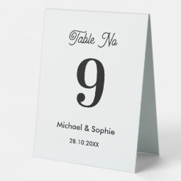 Black White Table Number Wedding Table Tent Sign | Zazzle