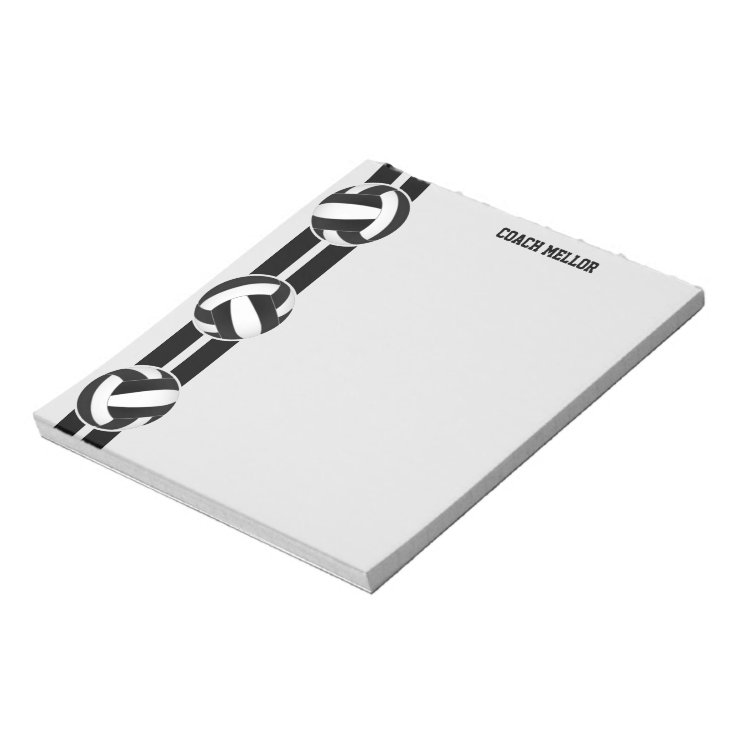 black white team colors volleyball coach custom notepad | Zazzle