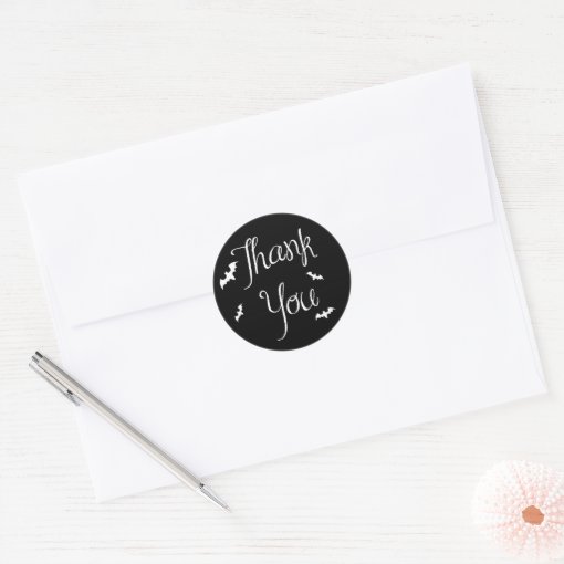 Black & White Thank You Bats Halloween Sticker | Zazzle