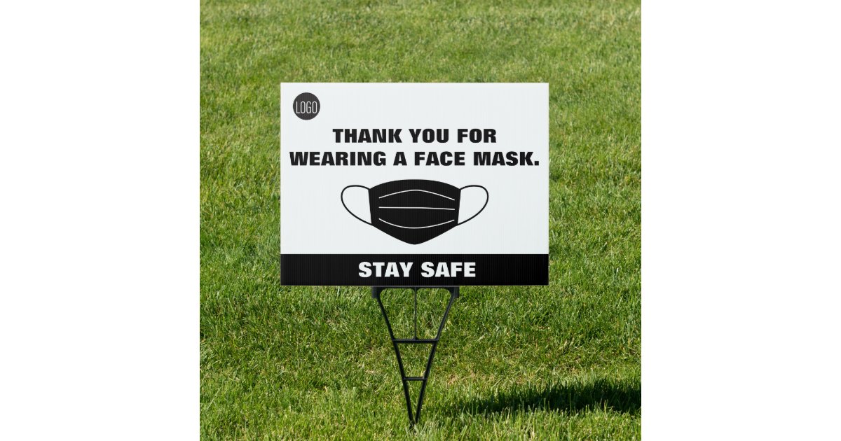 Black white Thank you for Wearing a Face Mask Sign | Zazzle