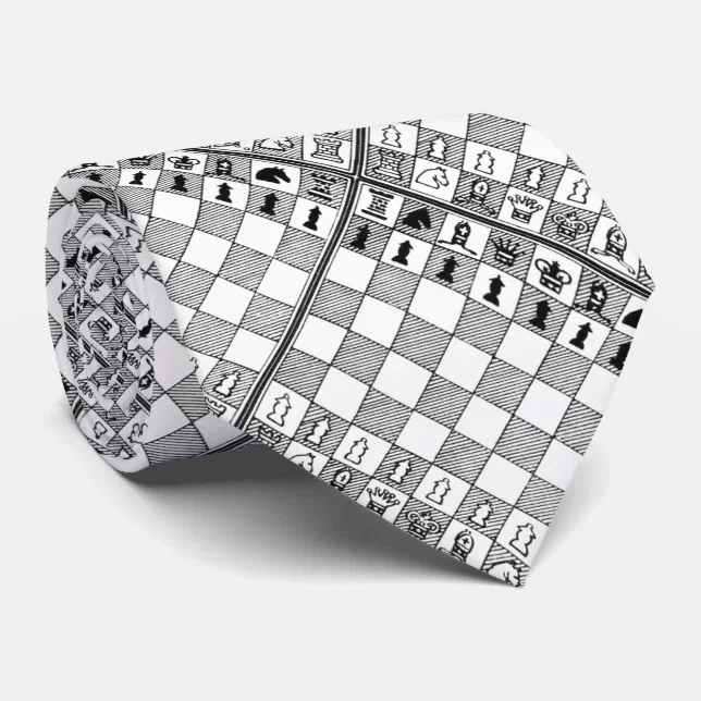 Black & White Themed Chess Pieces Board Game Tie | Zazzle