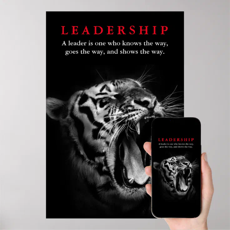 Black & White Tiger Leadership Motivational Poster | Zazzle