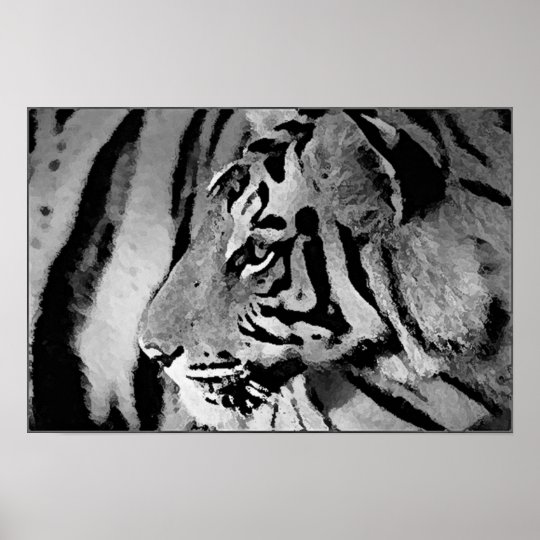 Black & White Tiger Poster Print | Zazzle.com