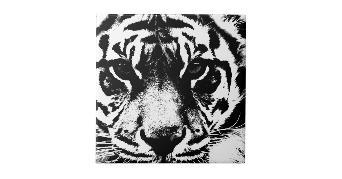 Black & White Tiger Tile | Zazzle