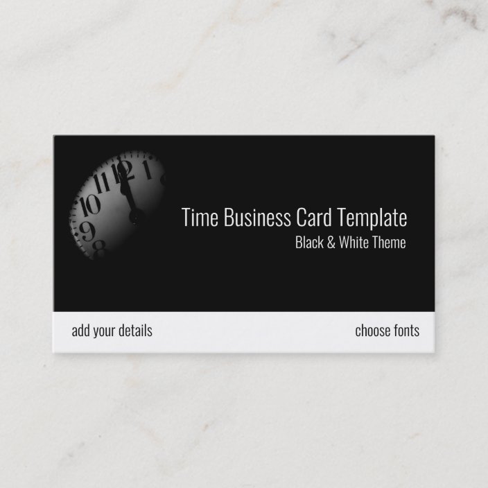 Black & White Time Clock Photo Template Business Card | Zazzle.com