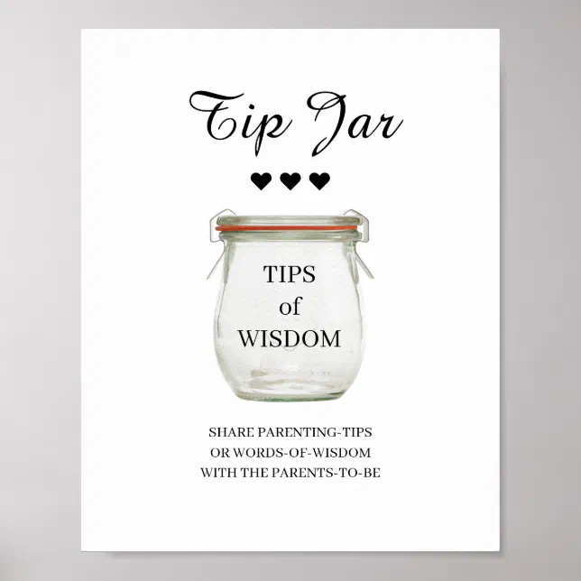 Black & White Tip Jar Poster | Zazzle