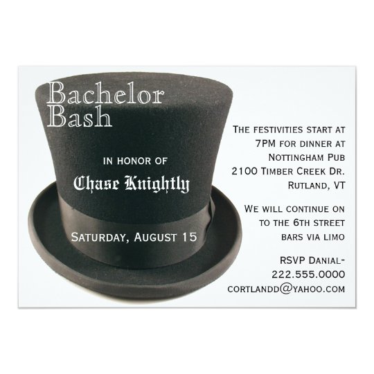 Black & White Top Hat Bachelor Party Invitation | Zazzle.com