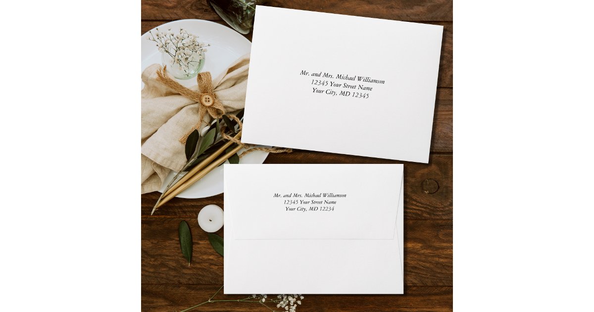 Black White Traditional Formal Wedding RSVP Envelope | Zazzle