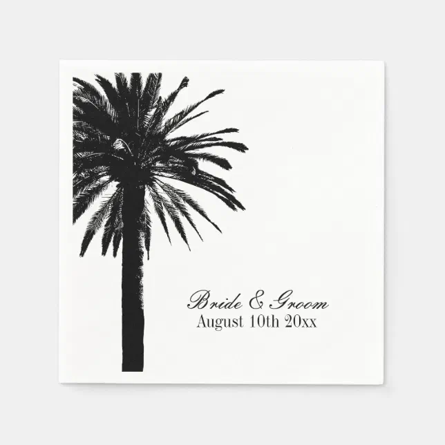 Black & white tropical palm beach wedding napkins | Zazzle