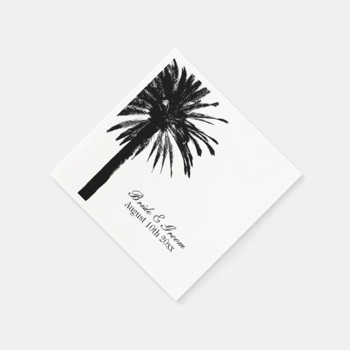 Black & white tropical palm beach wedding napkins | Zazzle
