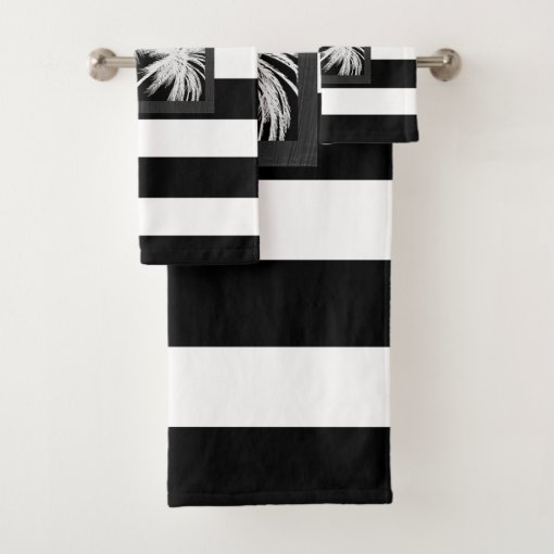 Black & White Tropical Palm Trees Modern Chic Bath Towel Set | Zazzle