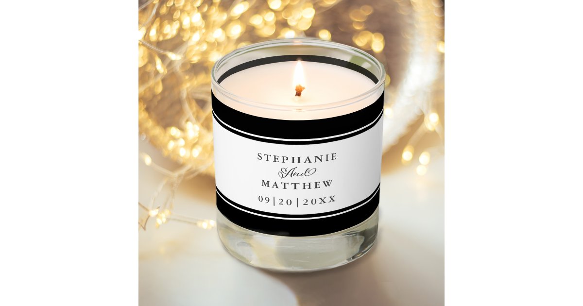 Black & White Tuxedo Wedding Elegant Calligraphy Scented Candle | Zazzle