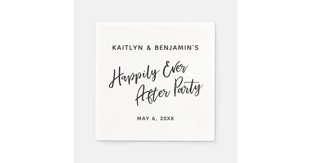 Black & White Typography Happily Ever After Party Napkins | Zazzle