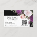 Black & White Vintage Floral Chic Boutique QR Code Business Card | Zazzle