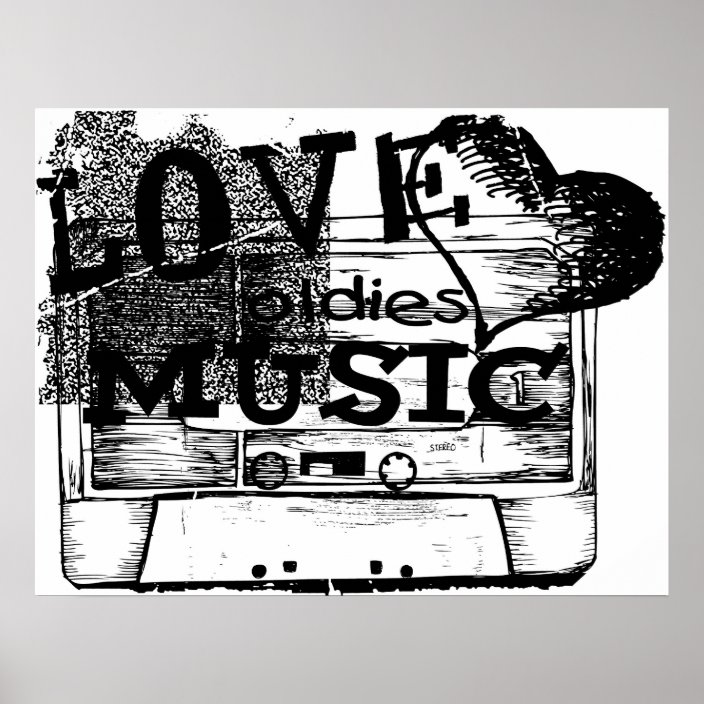 Black, White Vintage Love oldies music Poster | Zazzle.com