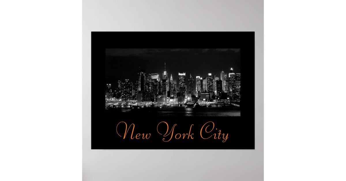 Black White Vintage New York City Script Poster | Zazzle