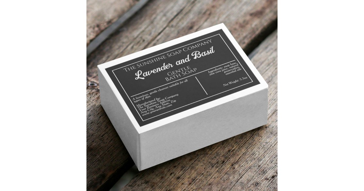 Black & white waterproof soap product label | Zazzle