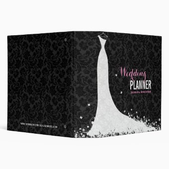 Black & White Wedding Dress & Vintage Lace 3a Binder | Zazzle