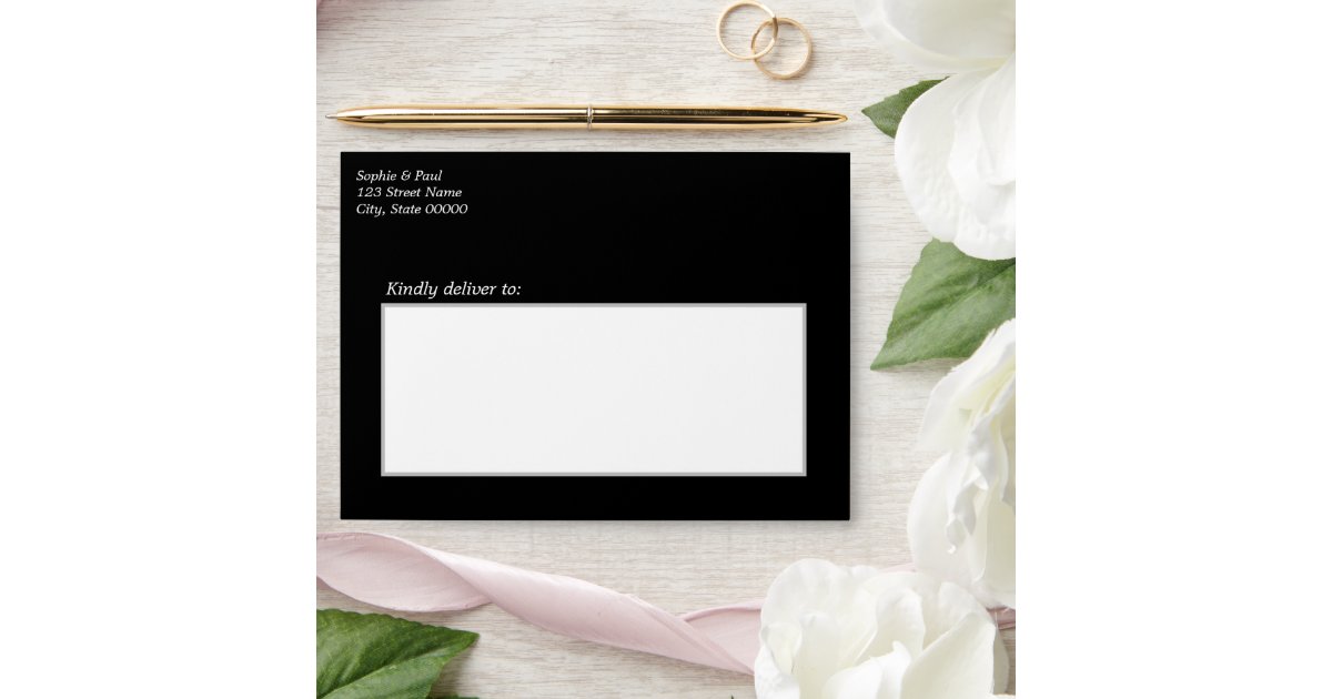 Black White Wedding Invitation Envelope | Zazzle