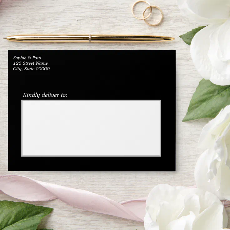 Black White Wedding Invitation Envelope | Zazzle
