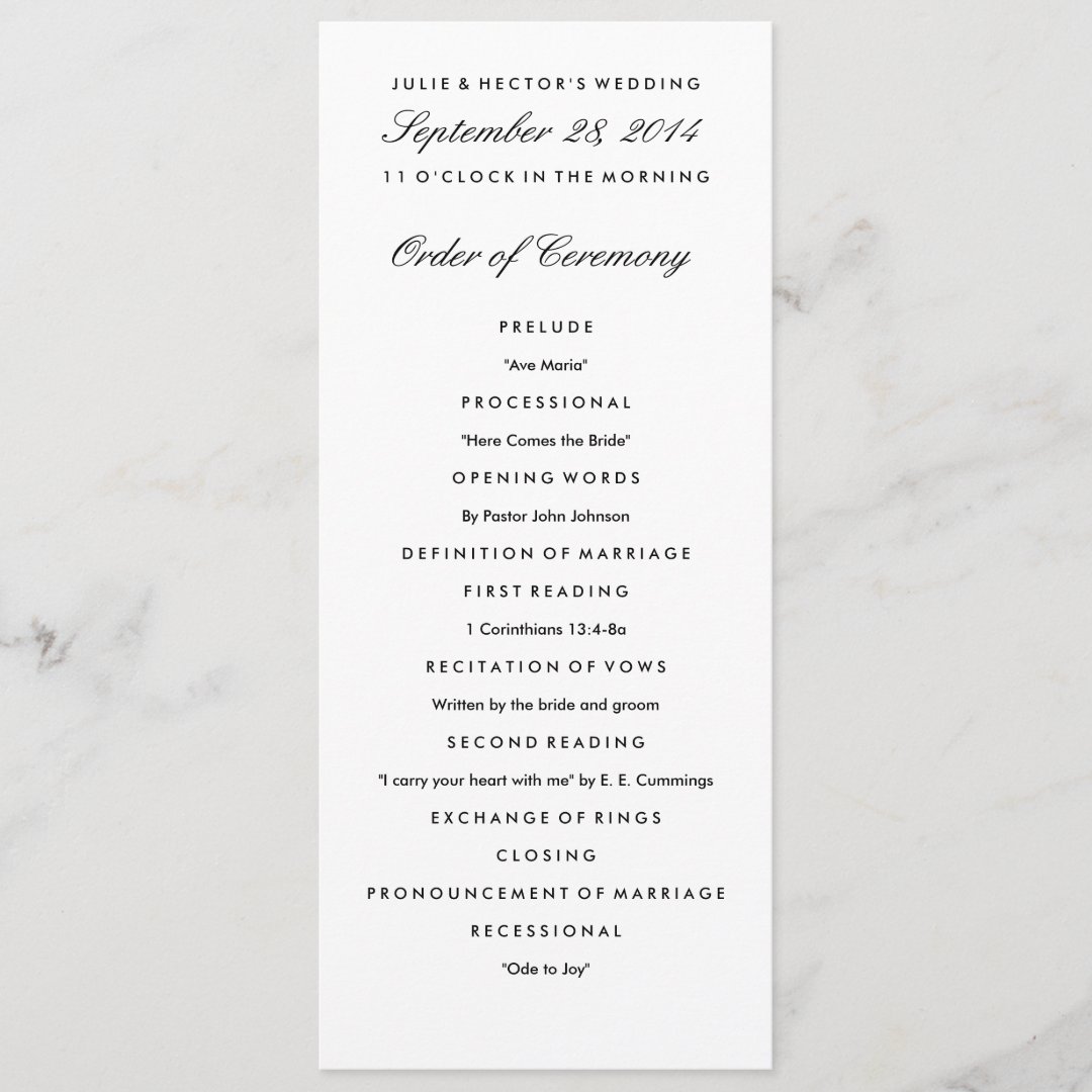 Black & White Wedding Program Template | Zazzle
