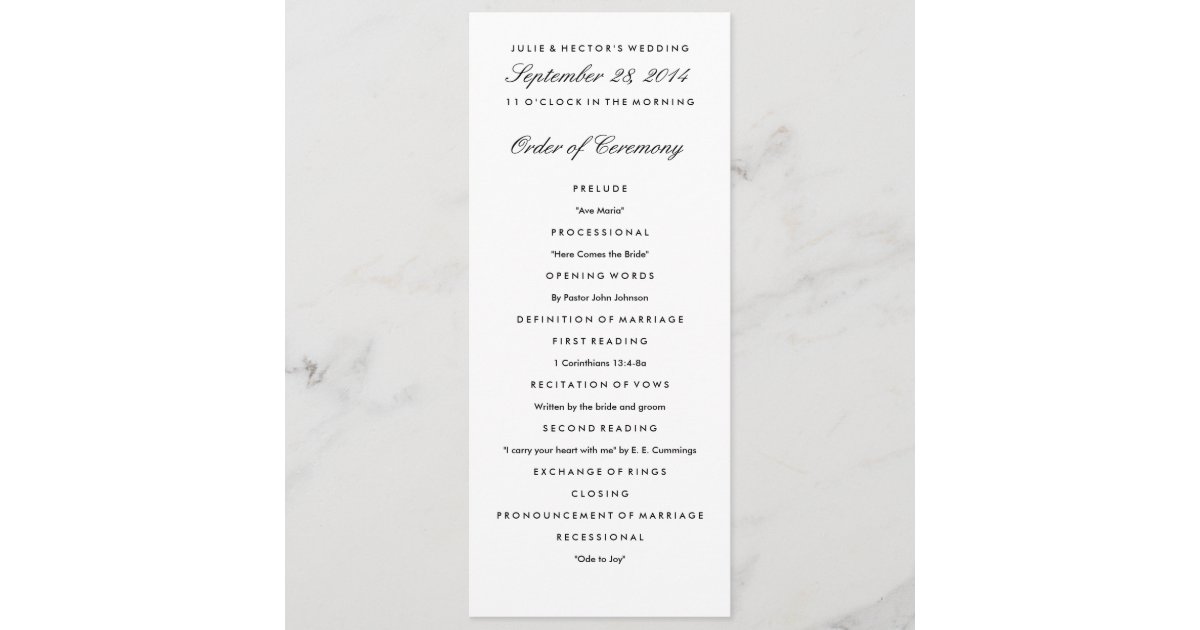 Black & White Wedding Program Template | Zazzle