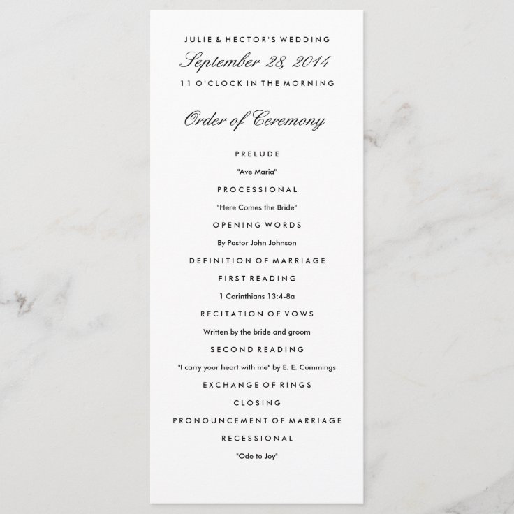 Black & White Wedding Program Template | Zazzle