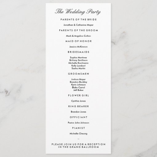 Black & White Wedding Program Template | Zazzle