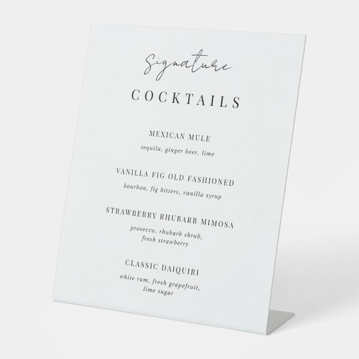 Black & White Wedding Signature Cocktail Menu Sign | Zazzle
