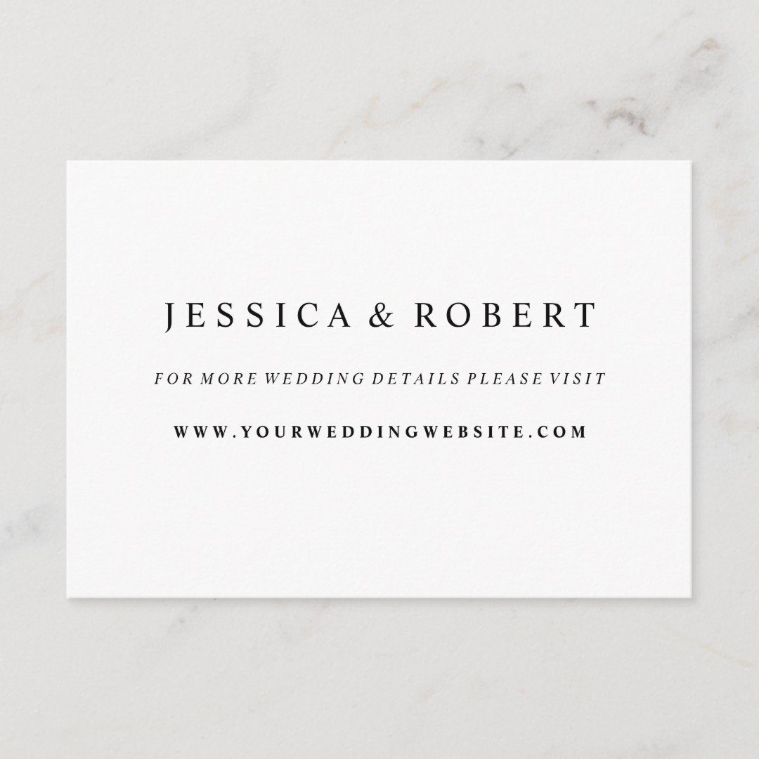 Black & White Wedding Website Insert Card | Zazzle
