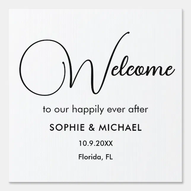Black White Welcome Wedding Sign | Zazzle