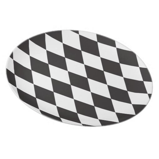 Black | White Wild Harlequin Diamond Pattern Plate | Zazzle