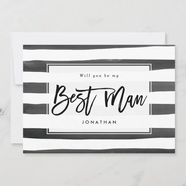 black white will you be my best man proposal card | Zazzle