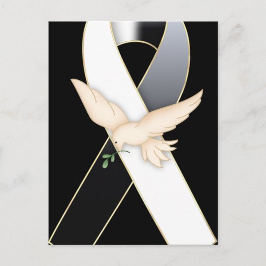 Black & White with Dove Ribbon Awareness Postcards | Zazzle.com