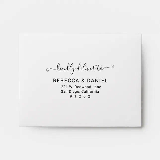 Black & White with Return Address Wedding RSVP Envelope | Zazzle