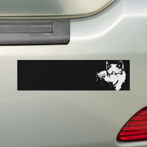 Black & White Wolf Artwork Bumper Sticker | Zazzle