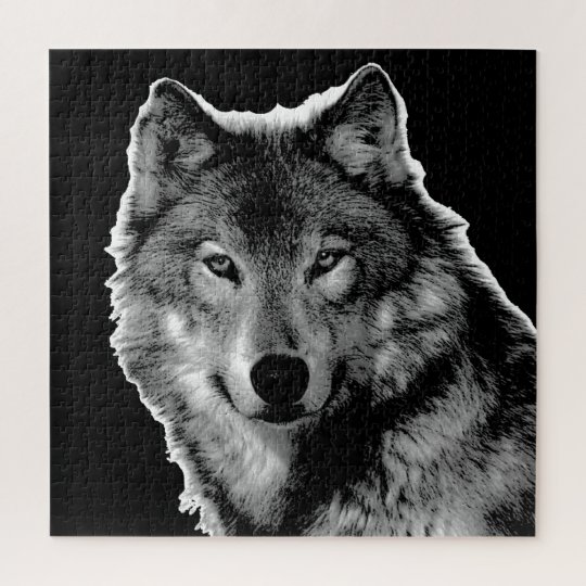 Black & White Wolf Artwork - Wild Animals Jigsaw Puzzle | Zazzle.com