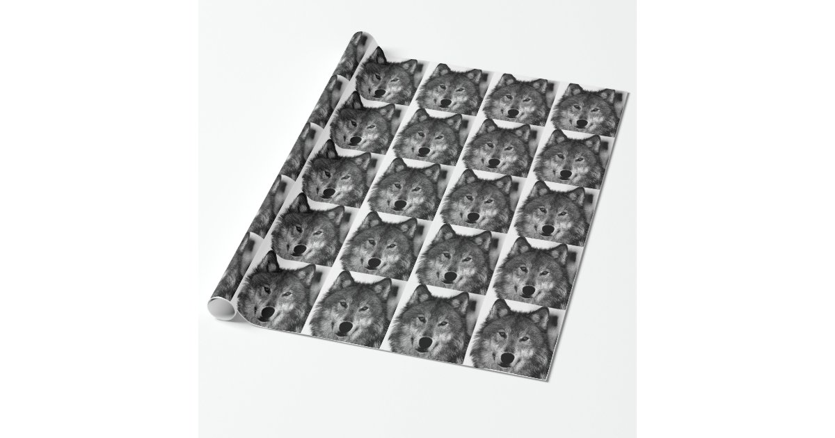 Black & White Wolf Artwork Wrapping Paper | Zazzle