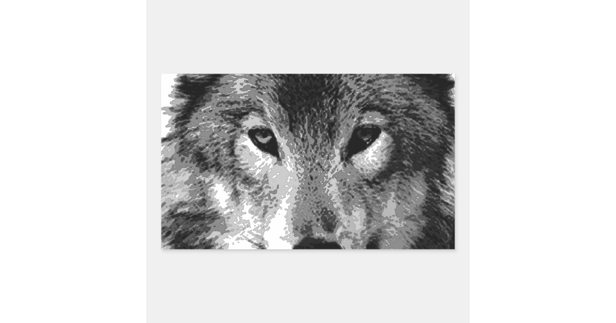Black & White Wolf Eyes Rectangular Sticker | Zazzle