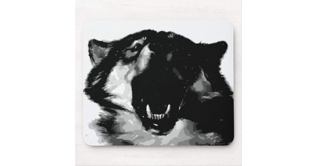 Black & White Wolf Mouse Pad | Zazzle