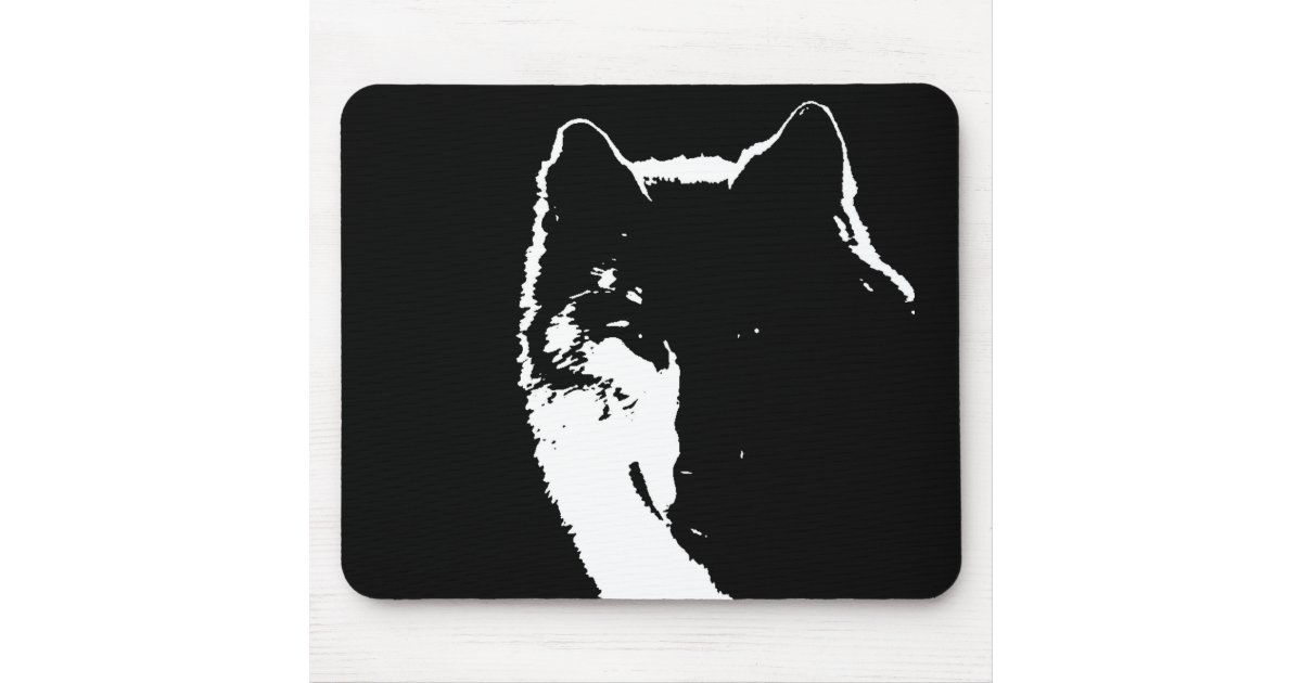 Black & White Wolf Mouse Pad | Zazzle